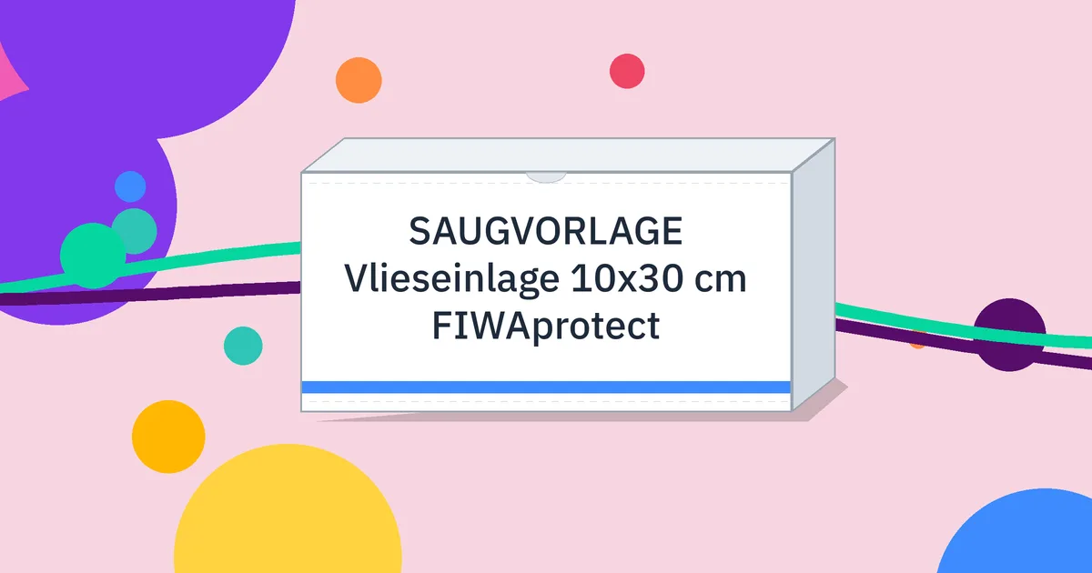 Symbolbild: Packung mit der Aufschrift SAUGVORLAGE Vlieseinlage 10x30 cm FIWAprotect (PZN 11859702) – Verfügbarkeit und Bezug in Apotheken in Frankfurt am Main