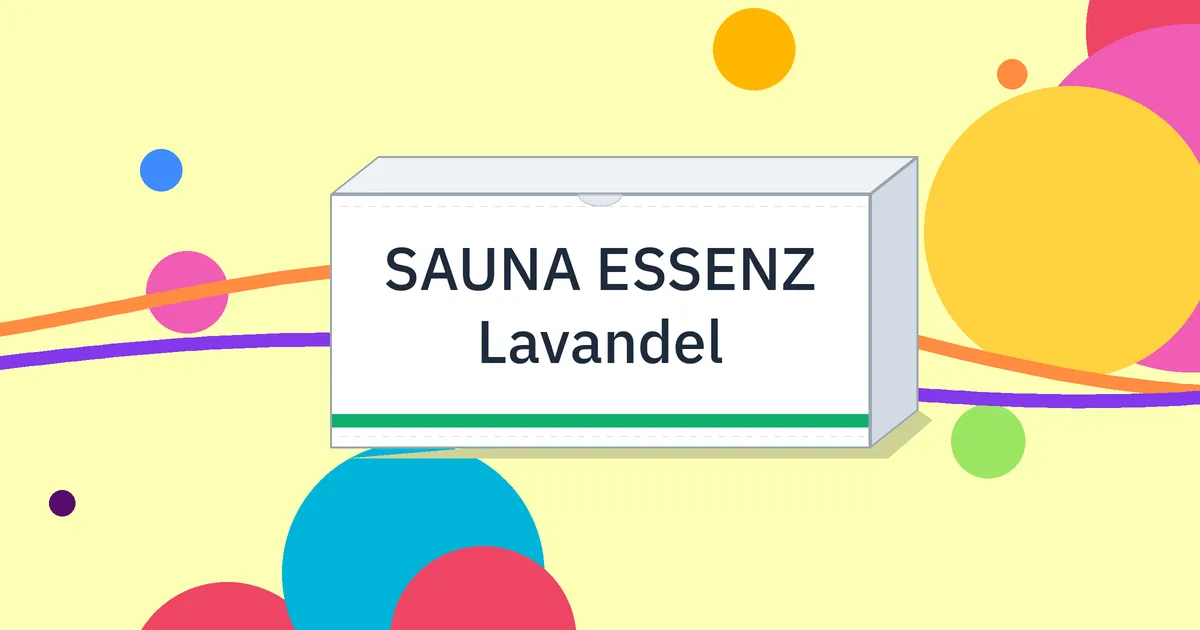 Symbolbild: Packung mit der Aufschrift SAUNA ESSENZ Lavandel (PZN 07736106) – Verfügbarkeit und Bezug in Apotheken in Frankfurt am Main