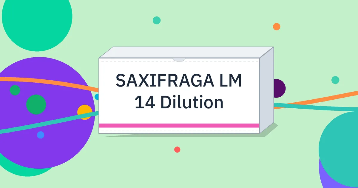 Symbolbild: Packung mit der Aufschrift SAXIFRAGA LM 14 Dilution (PZN 13688328) – Verfügbarkeit und Bezug in Apotheken in Frankfurt am Main