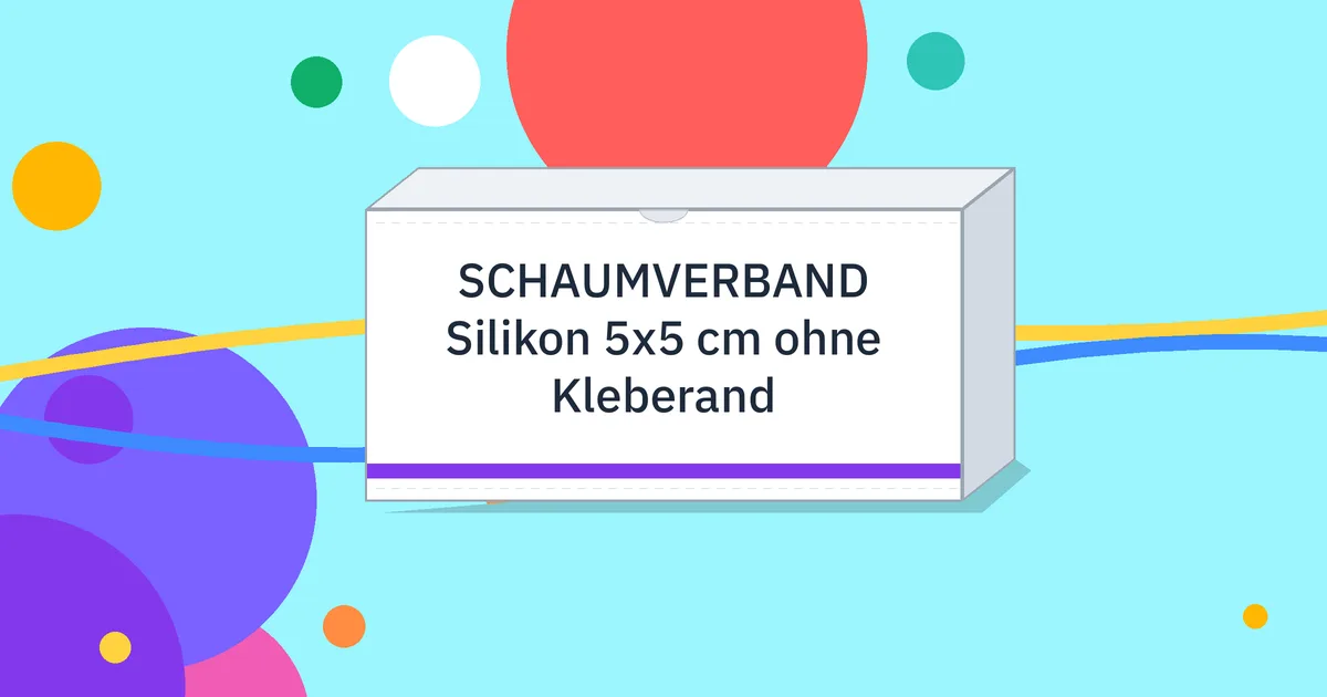 Symbolbild: Packung mit der Aufschrift SCHAUMVERBAND Silikon 5x5 cm ohne Kleberand (PZN 18717342) – Verfügbarkeit und Bezug in Apotheken in Frankfurt am Main