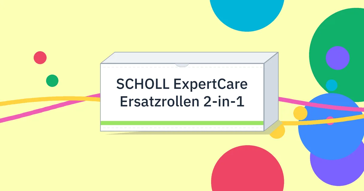 Symbolbild: Packung mit der Aufschrift SCHOLL ExpertCare Ersatzrollen 2-in-1 (PZN 18296633) – Verfügbarkeit und Bezug in Apotheken in Frankfurt am Main