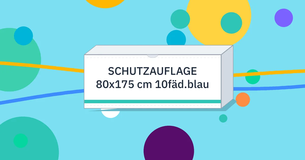 Symbolbild: Packung mit der Aufschrift SCHUTZAUFLAGE 80x175 cm 10fäd.blau (PZN 11683893) – Verfügbarkeit und Bezug in Apotheken in Frankfurt am Main