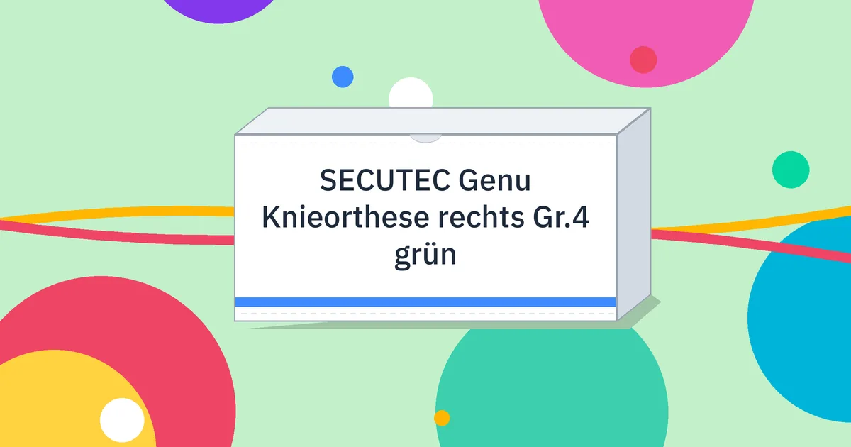 Symbolbild: Packung mit der Aufschrift SECUTEC Genu Knieorthese rechts Gr.4 grün (PZN 12510864) – Verfügbarkeit und Bezug in Apotheken in Frankfurt am Main