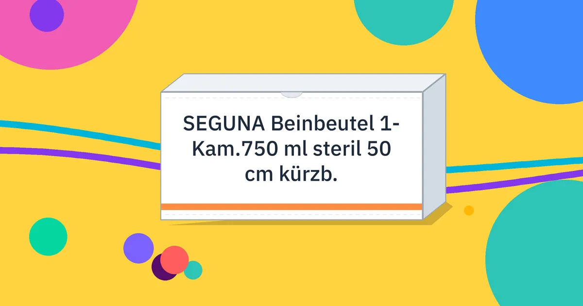 Symbolbild: Packung mit der Aufschrift SEGUNA Beinbeutel 1-Kam.750 ml steril 50 cm kürzb. (PZN 14312789) – Verfügbarkeit und Bezug in Apotheken in Frankfurt am Main