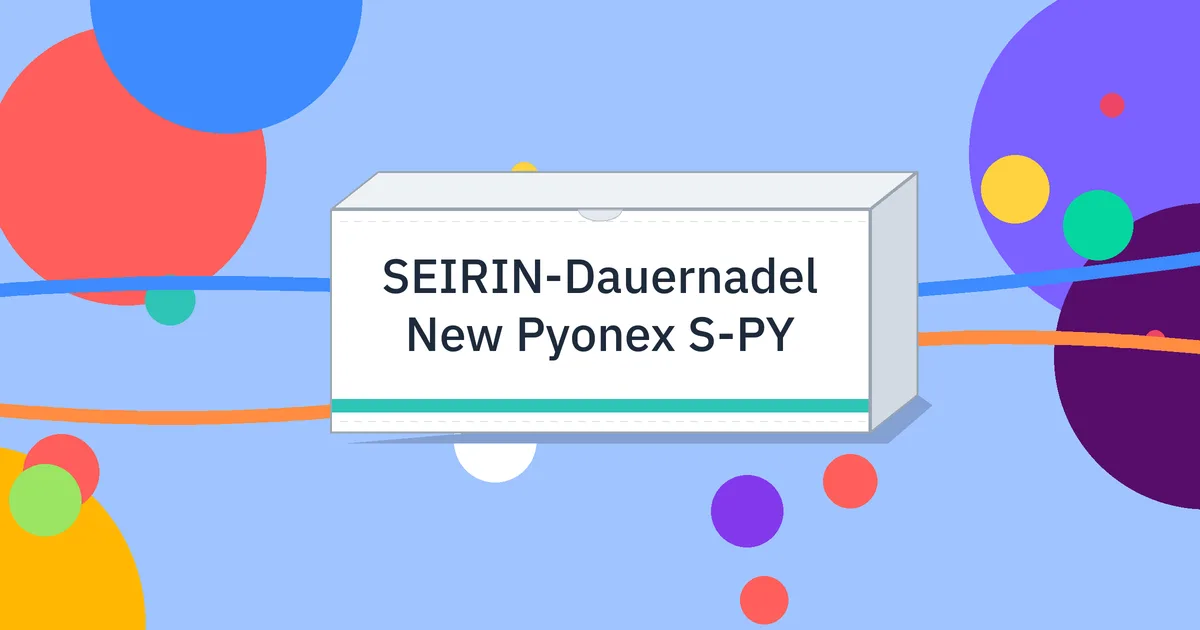 Symbolbild: Packung mit der Aufschrift SEIRIN-Dauernadel New Pyonex S-PY (PZN 04978168) – Verfügbarkeit und Bezug in Apotheken in Frankfurt am Main