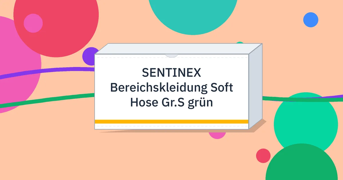 Symbolbild: Packung mit der Aufschrift SENTINEX Bereichskleidung Soft Hose Gr.S grün (PZN 09737736) – Verfügbarkeit und Bezug in Apotheken in Frankfurt am Main