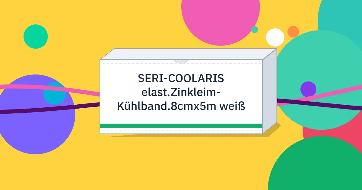 Symbolbild: Packung mit der Aufschrift SERI-COOLARIS elast.Zinkleim-Kühlband.8cmx5m weiß (PZN 19836534) – Verfügbarkeit und Bezug in Apotheken in Frankfurt am Main