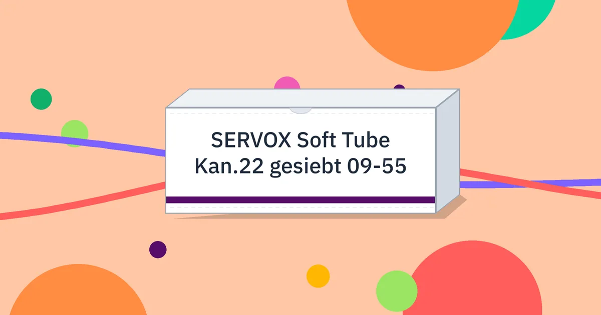 Symbolbild: Packung mit der Aufschrift SERVOX Soft Tube Kan.22 gesiebt 09-55 (PZN 07508598) – Verfügbarkeit und Bezug in Apotheken in Frankfurt am Main