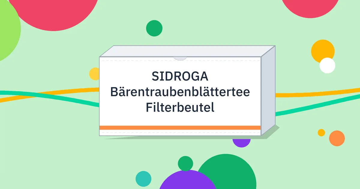 Symbolbild: Packung mit der Aufschrift SIDROGA Bärentraubenblättertee Filterbeutel (PZN 01884691) – Verfügbarkeit und Bezug in Apotheken in Frankfurt am Main