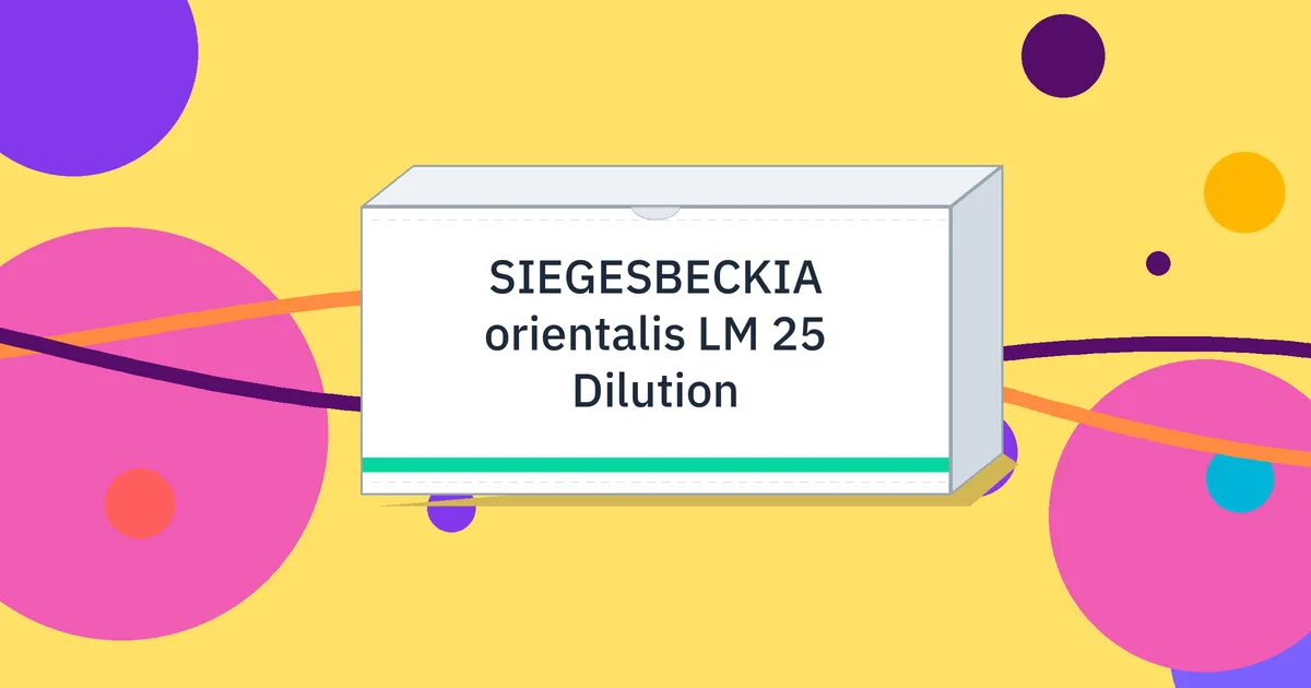 Symbolbild: Packung mit der Aufschrift SIEGESBECKIA orientalis LM 25 Dilution (PZN 13677483) – Verfügbarkeit und Bezug in Apotheken in Frankfurt am Main