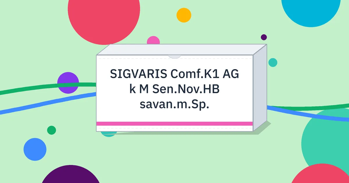 Symbolbild: Packung mit der Aufschrift SIGVARIS Comf.K1 AG k M Sen.Nov.HB savan.m.Sp. (PZN 17103508) – Verfügbarkeit und Bezug in Apotheken in Frankfurt am Main