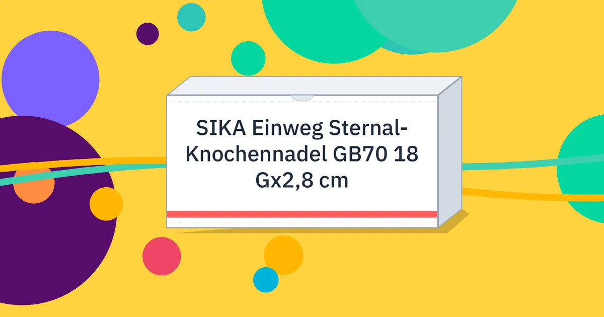 Symbolbild: Packung mit der Aufschrift SIKA Einweg Sternal-Knochennadel GB70 18 Gx2,8 cm (PZN 20595219) – Verfügbarkeit und Bezug in Apotheken in Frankfurt am Main