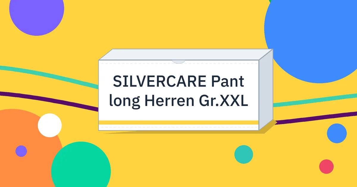 Symbolbild: Packung mit der Aufschrift SILVERCARE Pant long Herren Gr.XXL (PZN 09283057) – Verfügbarkeit und Bezug in Apotheken in Frankfurt am Main