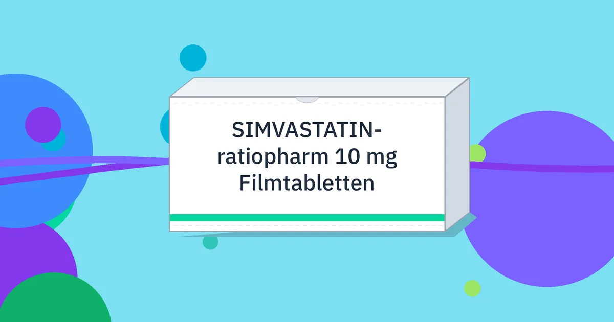 Symbolbild: Packung mit der Aufschrift SIMVASTATIN-ratiopharm 10 mg Filmtabletten (PZN 03508578) – Verfügbarkeit und Bezug in Apotheken in Frankfurt am Main