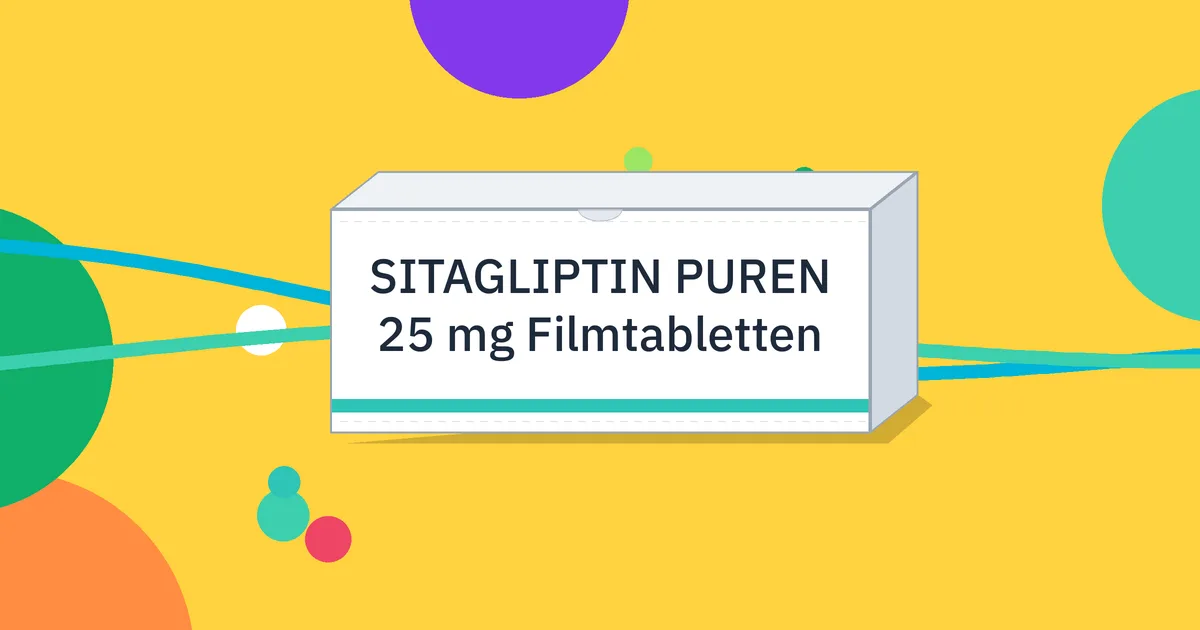Symbolbild: Packung mit der Aufschrift SITAGLIPTIN PUREN 25 mg Filmtabletten (PZN 17844860) – Verfügbarkeit und Bezug in Apotheken in Frankfurt am Main