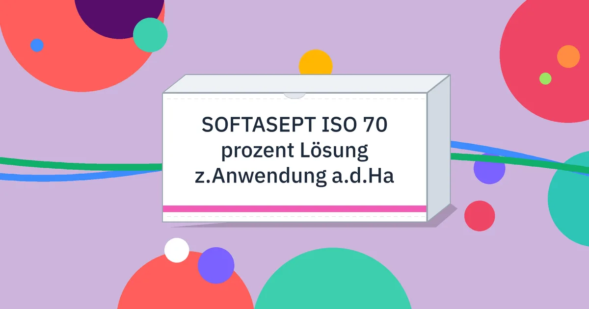 Symbolbild: Packung mit der Aufschrift SOFTASEPT ISO 70 prozent Lösung z.Anwendung a.d.Ha (PZN 12372617) – Verfügbarkeit und Bezug in Apotheken in Frankfurt am Main