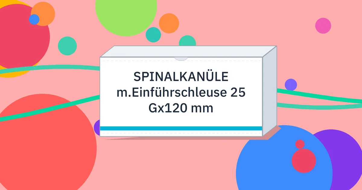 Symbolbild: Packung mit der Aufschrift SPINALKANÜLE m.Einführschleuse 25 Gx120 mm (PZN 03949638) – Verfügbarkeit und Bezug in Apotheken in Frankfurt am Main
