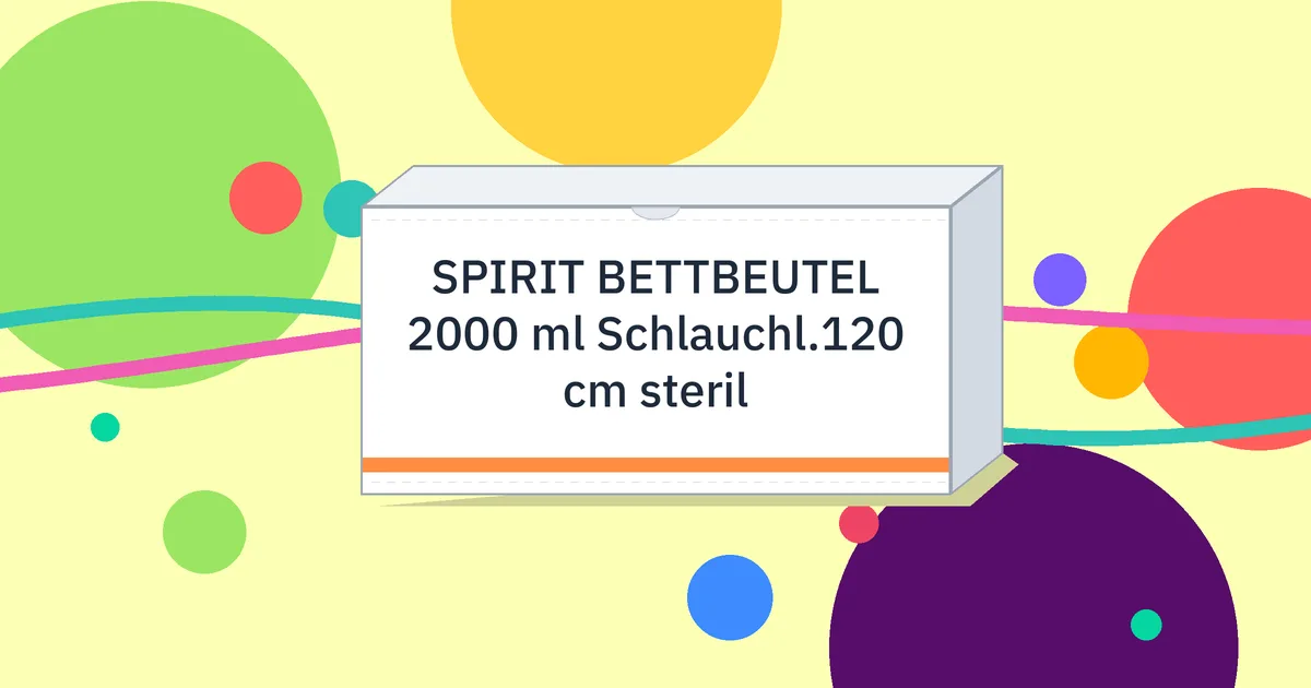Symbolbild: Packung mit der Aufschrift SPIRIT BETTBEUTEL 2000 ml Schlauchl.120 cm steril (PZN 12749915) – Verfügbarkeit und Bezug in Apotheken in Frankfurt am Main