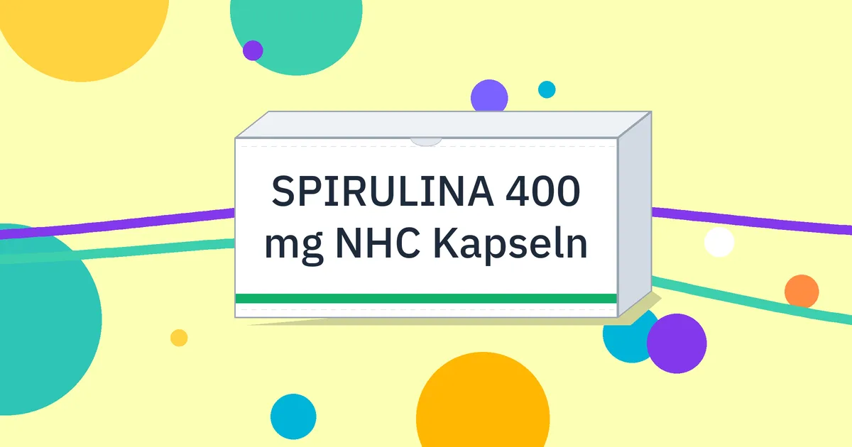 Symbolbild: Packung mit der Aufschrift SPIRULINA 400 mg NHC Kapseln (PZN 03114520) – Verfügbarkeit und Bezug in Apotheken in Frankfurt am Main