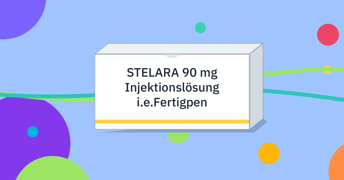Symbolbild: Packung mit der Aufschrift STELARA 90 mg Injektionslösung i.e.Fertigpen (PZN 19107640) – Verfügbarkeit und Bezug in Apotheken in Frankfurt am Main