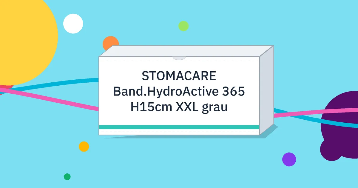 Symbolbild: Packung mit der Aufschrift STOMACARE Band.HydroActive 365 H15cm XXL grau (PZN 15862322) – Verfügbarkeit und Bezug in Apotheken in Frankfurt am Main