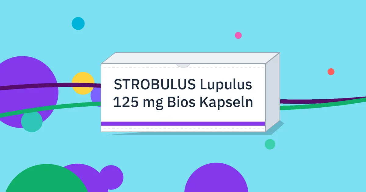 Symbolbild: Packung mit der Aufschrift STROBULUS Lupulus 125 mg Bios Kapseln (PZN 09644087) – Verfügbarkeit und Bezug in Apotheken in Frankfurt am Main