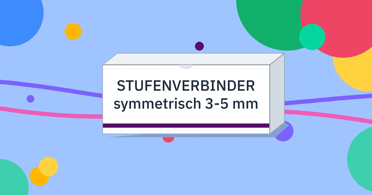 Symbolbild: Packung mit der Aufschrift STUFENVERBINDER symmetrisch 3-5 mm (PZN 17932535) – Verfügbarkeit und Bezug in Apotheken in Frankfurt am Main