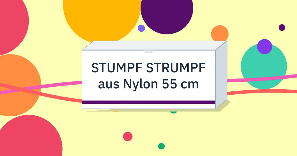 Symbolbild: Packung mit der Aufschrift STUMPF STRUMPF aus Nylon 55 cm (PZN 01978736) – Verfügbarkeit und Bezug in Apotheken in Frankfurt am Main