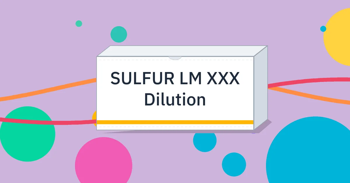Symbolbild: Packung mit der Aufschrift SULFUR LM XXX Dilution (PZN 02675908) – Verfügbarkeit und Bezug in Apotheken in Frankfurt am Main