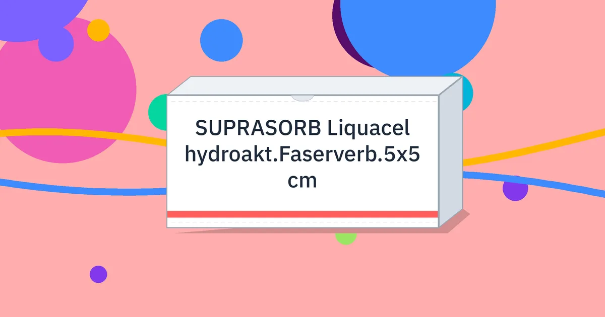 Symbolbild: Packung mit der Aufschrift SUPRASORB Liquacel hydroakt.Faserverb.5x5 cm (PZN 15748402) – Verfügbarkeit und Bezug in Apotheken in Frankfurt am Main