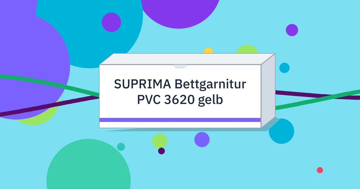 Symbolbild: Packung mit der Aufschrift SUPRIMA Bettgarnitur PVC 3620 gelb (PZN 01226249) – Verfügbarkeit und Bezug in Apotheken in Frankfurt am Main