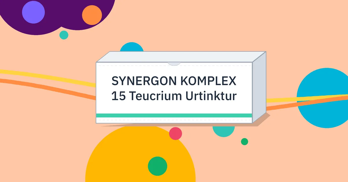 Symbolbild: Packung mit der Aufschrift SYNERGON KOMPLEX 15 Teucrium Urtinktur (PZN 04129334) – Verfügbarkeit und Bezug in Apotheken in Frankfurt am Main