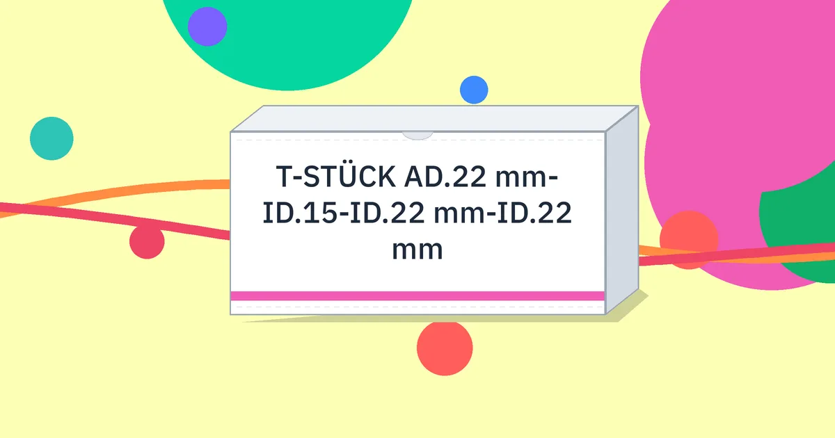 Symbolbild: Packung mit der Aufschrift T-STÜCK AD.22 mm-ID.15-ID.22 mm-ID.22 mm (PZN 17432198) – Verfügbarkeit und Bezug in Apotheken in Frankfurt am Main