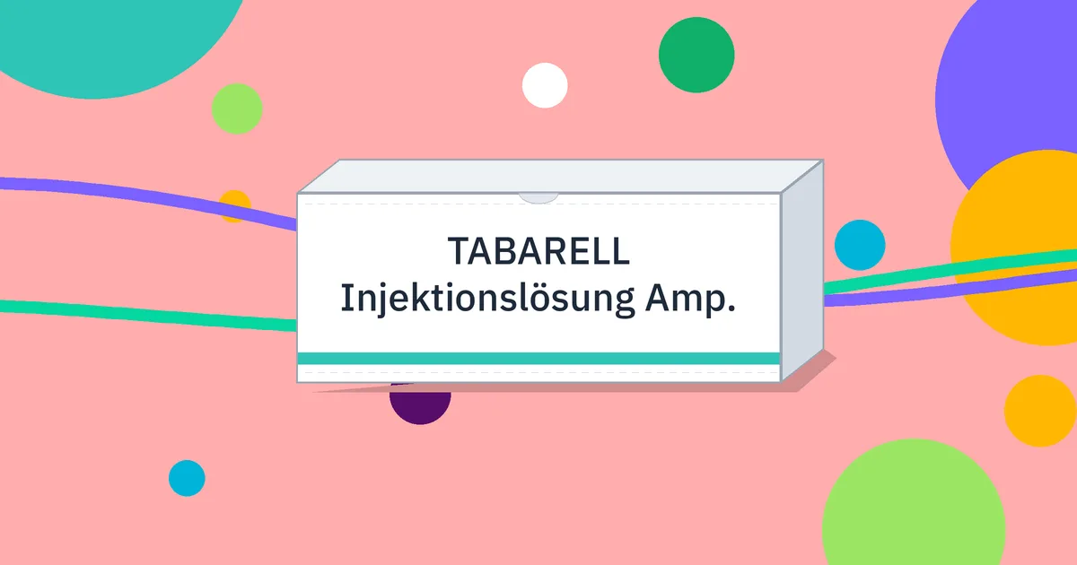 Symbolbild: Packung mit der Aufschrift TABARELL Injektionslösung Amp. (PZN 16082773) – Verfügbarkeit und Bezug in Apotheken in Frankfurt am Main