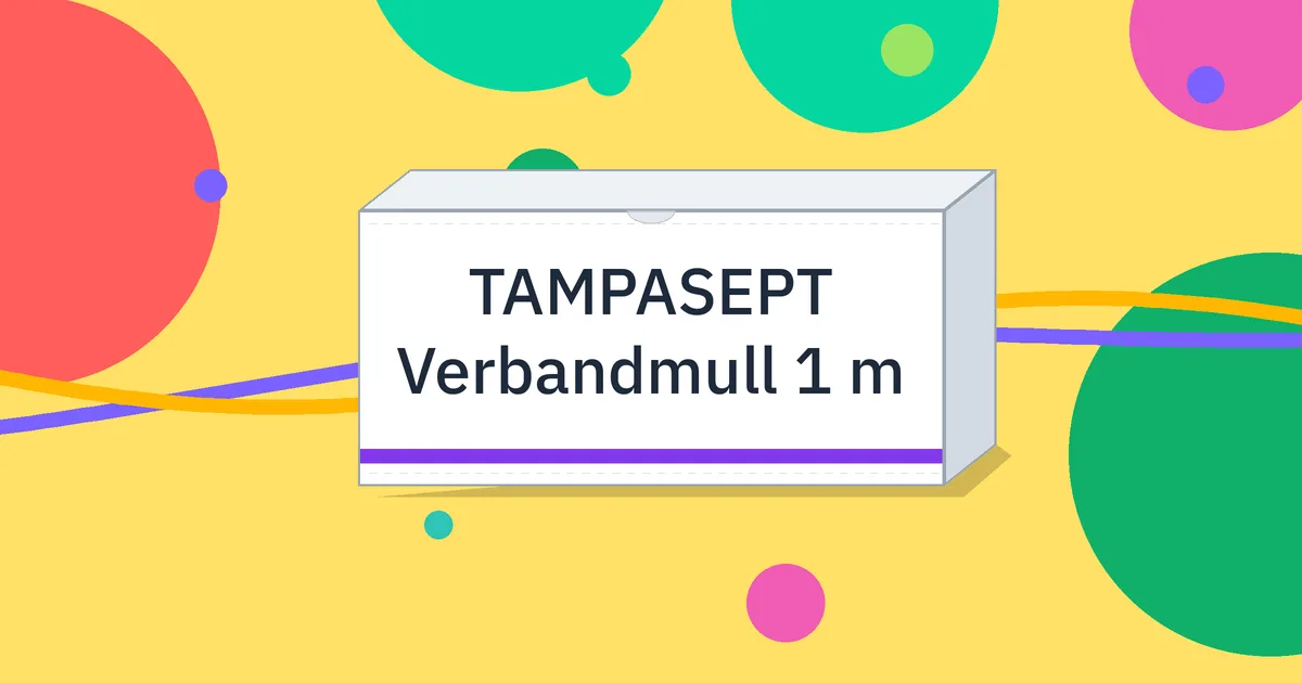 Symbolbild: Packung mit der Aufschrift TAMPASEPT Verbandmull 1 m (PZN 06188714) – Verfügbarkeit und Bezug in Apotheken in Frankfurt am Main