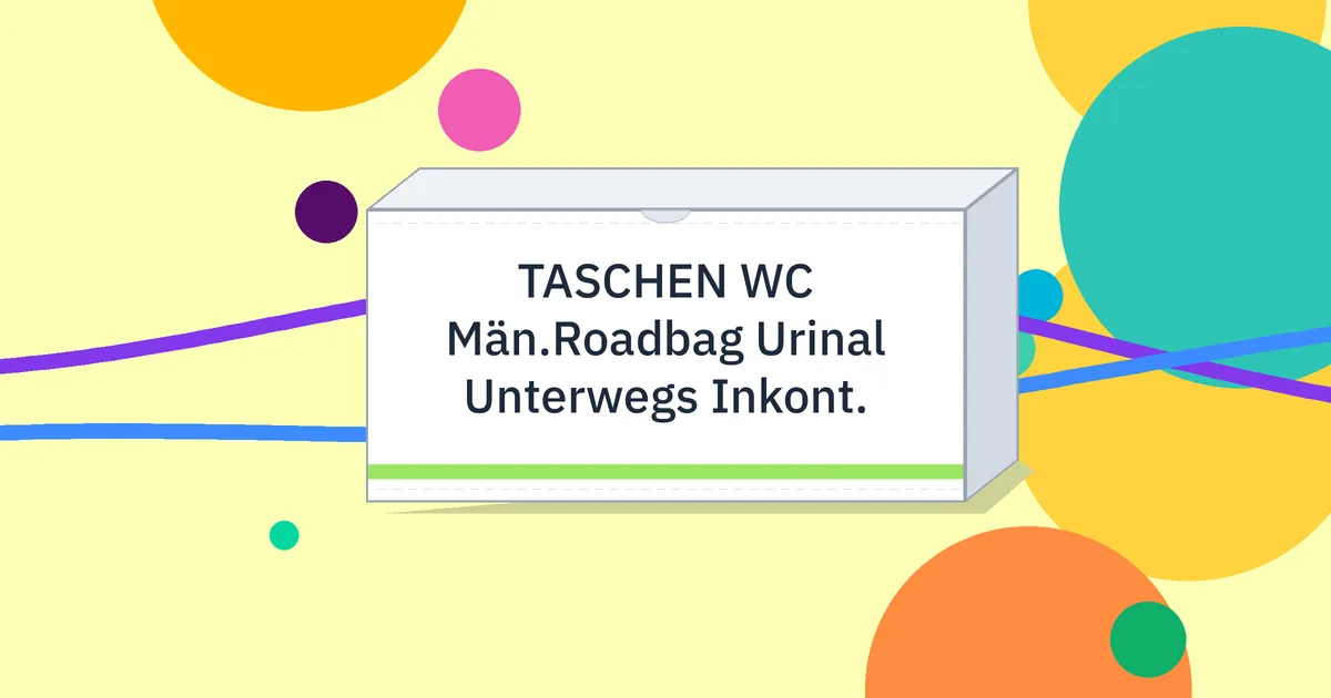 Symbolbild: Packung mit der Aufschrift TASCHEN WC Män.Roadbag Urinal Unterwegs Inkont. (PZN 09220648) – Verfügbarkeit und Bezug in Apotheken in Frankfurt am Main