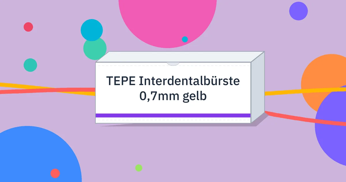 Symbolbild: Packung mit der Aufschrift TEPE Interdentalbürste 0,7mm gelb (PZN 07641328) – Verfügbarkeit und Bezug in Apotheken in Frankfurt am Main