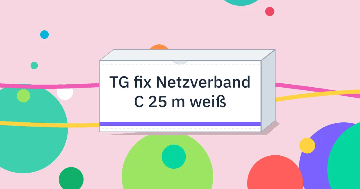 Symbolbild: Packung mit der Aufschrift TG fix Netzverband C 25 m weiß (PZN 18802906) – Verfügbarkeit und Bezug in Apotheken in Frankfurt am Main