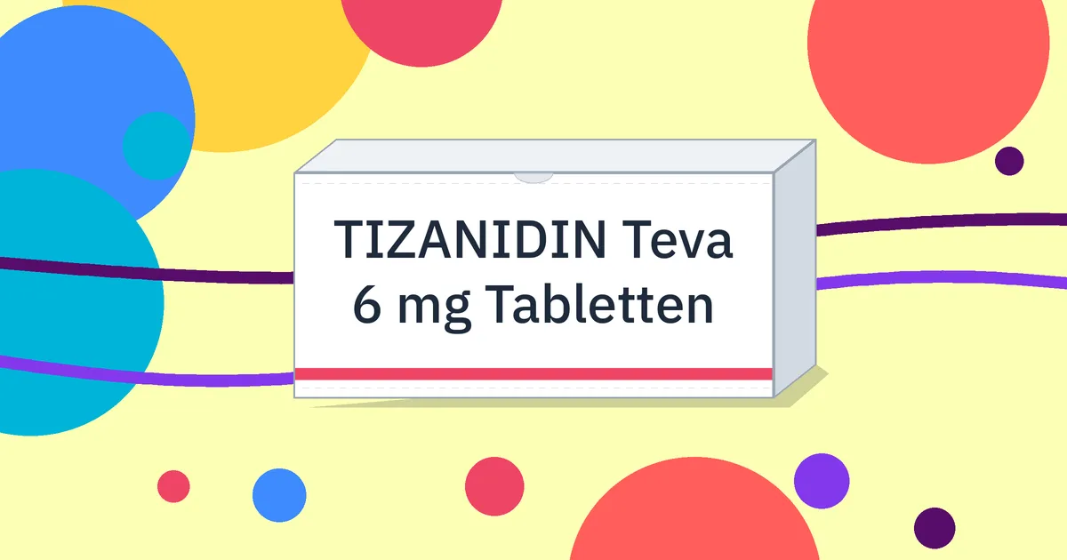 Symbolbild: Packung mit der Aufschrift TIZANIDIN Teva 6 mg Tabletten (PZN 06324117) – Verfügbarkeit und Bezug in Apotheken in Frankfurt am Main