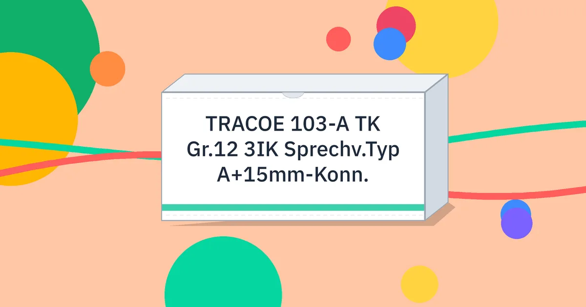 Symbolbild: Packung mit der Aufschrift TRACOE 103-A TK Gr.12 3IK Sprechv.Typ A+15mm-Konn. (PZN 02358740) – Verfügbarkeit und Bezug in Apotheken in Frankfurt am Main