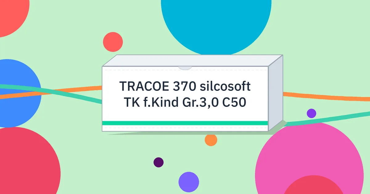 Symbolbild: Packung mit der Aufschrift TRACOE 370 silcosoft TK f.Kind Gr.3,0 C50 (PZN 14314191) – Verfügbarkeit und Bezug in Apotheken in Frankfurt am Main