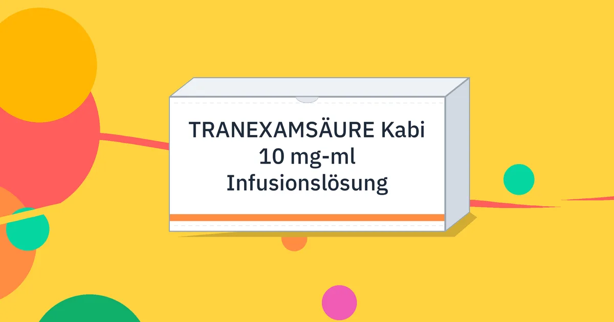 Symbolbild: Packung mit der Aufschrift TRANEXAMSÄURE Kabi 10 mg-ml Infusionslösung (PZN 19645047) – Verfügbarkeit und Bezug in Apotheken in Frankfurt am Main