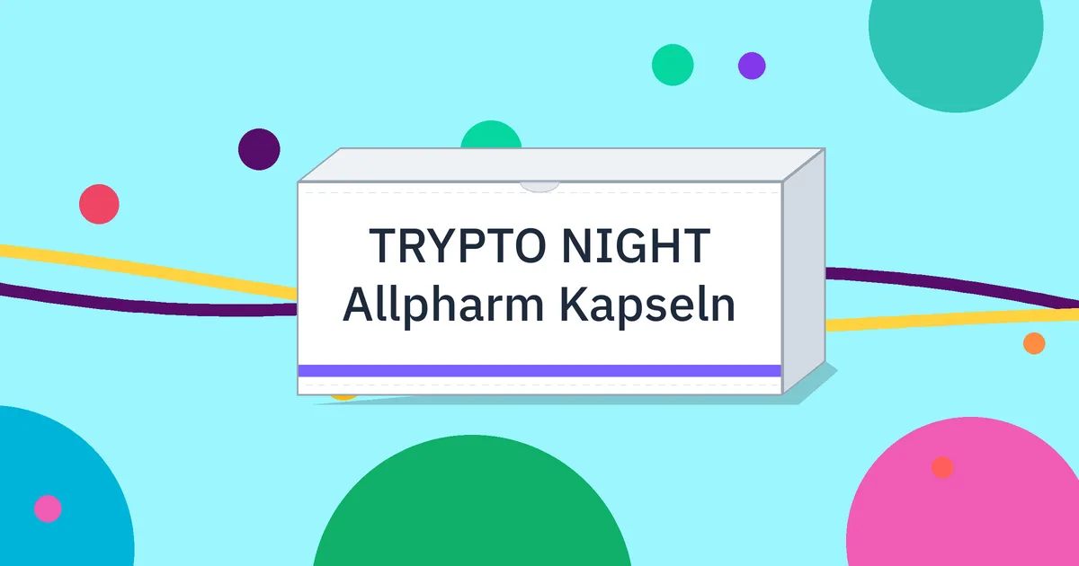 Symbolbild: Packung mit der Aufschrift TRYPTO NIGHT Allpharm Kapseln (PZN 15622173) – Verfügbarkeit und Bezug in Apotheken in Frankfurt am Main