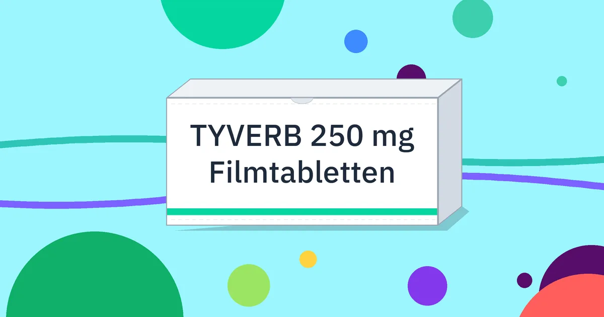 Symbolbild: Packung mit der Aufschrift TYVERB 250 mg Filmtabletten (PZN 00886073) – Verfügbarkeit und Bezug in Apotheken in Frankfurt am Main
