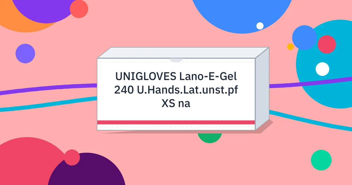 Symbolbild: Packung mit der Aufschrift UNIGLOVES Lano-E-Gel 240 U.Hands.Lat.unst.pf XS na (PZN 18101032) – Verfügbarkeit und Bezug in Apotheken in Frankfurt am Main