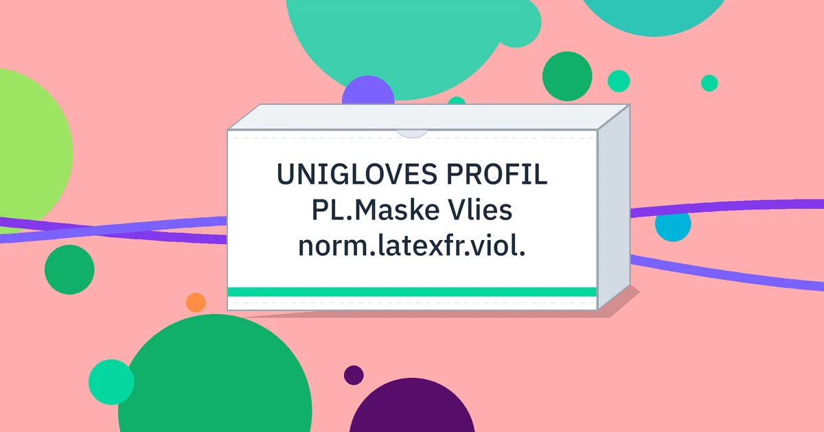 Symbolbild: Packung mit der Aufschrift UNIGLOVES PROFIL PL.Maske Vlies norm.latexfr.viol. (PZN 18176917) – Verfügbarkeit und Bezug in Apotheken in Frankfurt am Main