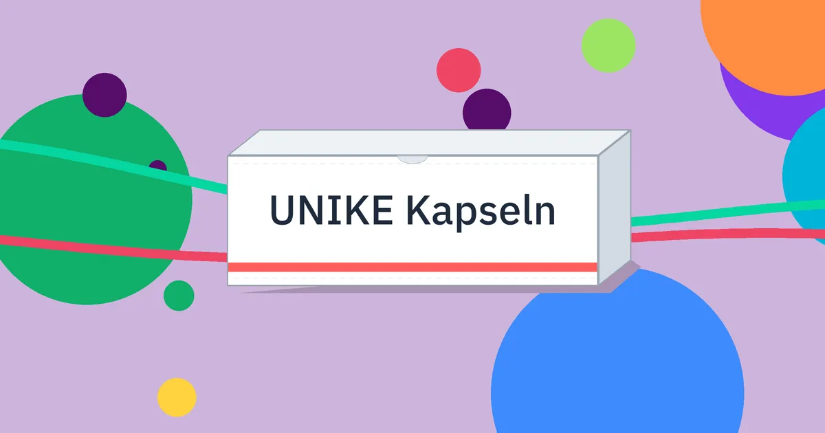 Symbolbild: Packung mit der Aufschrift UNIKE Kapseln (PZN 13414743) – Verfügbarkeit und Bezug in Apotheken in Frankfurt am Main