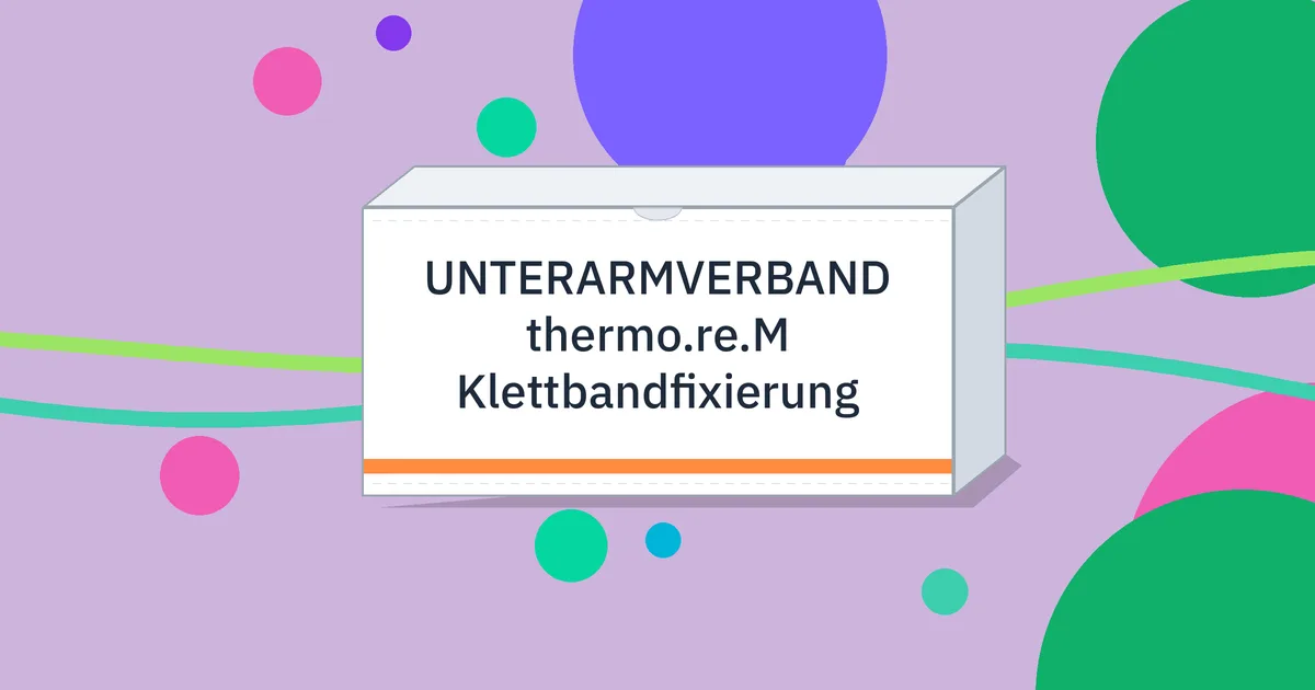 Symbolbild: Packung mit der Aufschrift UNTERARMVERBAND thermo.re.M Klettbandfixierung (PZN 08429694) – Verfügbarkeit und Bezug in Apotheken in Frankfurt am Main