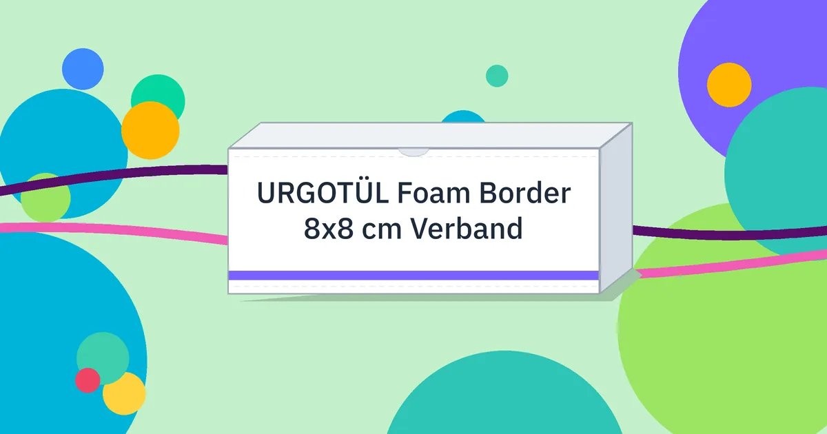 Symbolbild: Packung mit der Aufschrift URGOTÜL Foam Border 8x8 cm Verband (PZN 11638007) – Verfügbarkeit und Bezug in Apotheken in Frankfurt am Main