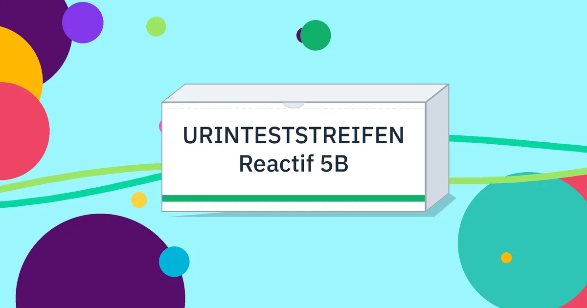 Symbolbild: Packung mit der Aufschrift URINTESTSTREIFEN Reactif 5B (PZN 13695481) – Verfügbarkeit und Bezug in Apotheken in Frankfurt am Main